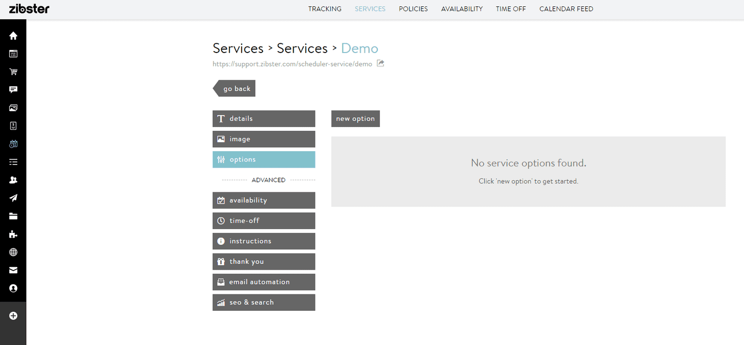 How Do I Set Up Options and Sub-Options for Scheduler Services? - Zibster Knowledge Base